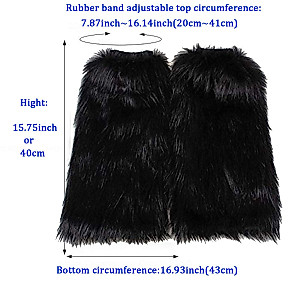 Acrylic Long Leg Warmer with Faux Fur Legwarmers for Women(White)