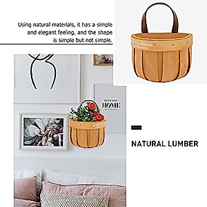 VALICLUD Woven Baskets 2pcs Wall Hanging Bucket Wooden Wall Pocket Planter Hanging Natural Bucket Vintage Rustic Flowers Vase Planter Holder with Rope for Indoor Outdoor Decor Indoor Hanging Planters