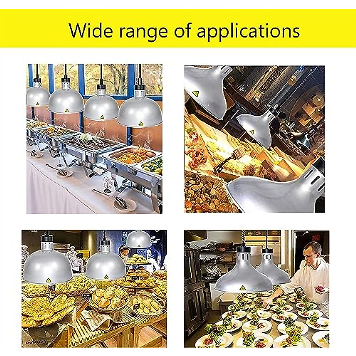 LINKANRUO Food Heat Lamp Commercial Food Warmer, Buffet Heating Lamp for Keep Food Warm, Food Heat Pendant Light for Food Service Restaurant Kitchen, 60-180Cm Retractable Food Heating Lamp, Silver (Si