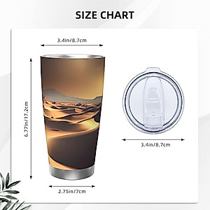 Sahara Desert Tumbler with Lid and Straw 20oz Stainless Steel Car Cup for Hot and Cold Drinks, Double Wall Insulated Travel Coffee Mug Reusable Drink Thermos Cup Birthday Gifts
