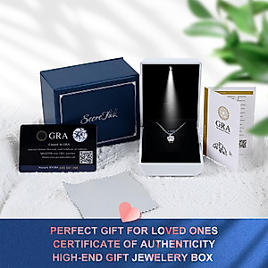 SecreTalk Moissanite Pendant Necklace 1-5CT 18K White Gold Plated silver D Color Ideal Cut Diamond Necklace for Women with Certificate of Authenticity (1CT)