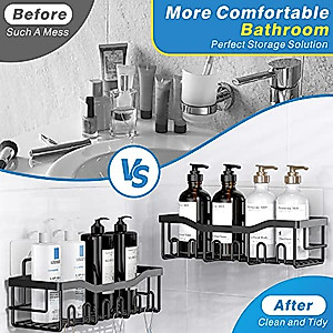 EUDELE Shower Caddy 5 Pack,Adhesive Shower Organizer for Bathroom Storage&Kitchen,No Drilling,Large Capacity,Rustproof Stainless Steel Bathroom Organizer,Bathroom Shower Shelves for Inside Shower