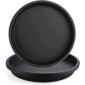 Lechay Black Plant Saucer for Indoors,3 Pack 12inch Plastic Flower Plant Pot Saucer, Plastic Plant Saucer Drip Trays for Indoor and Outdoor Plants(3)