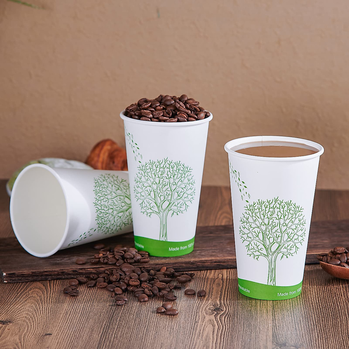 ECOLipak [210 Count] 16 oz Compostable Cups, Biodegradable Disposable Paper Cups with PLA Lined, Eco-friendly Paper Coffee Cups for Party, Picnic,Travel,and Events