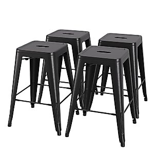 PayLessHere 24 Inch Metal Bar Stools Set of 4 Metal Stackable Stools Metal Bar Stools Backless Metal Counter Bar Stools Metal Dining Chairs for Indoor Outdoor