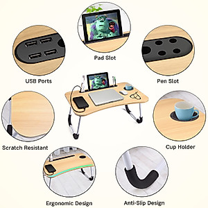 Slendor Laptop Desk Foldable Bed Table Folding Breakfast Tray Portable Lap Standing Desk Notebook Stand Reading Holder for Bed/Couch/Sofa/Floor