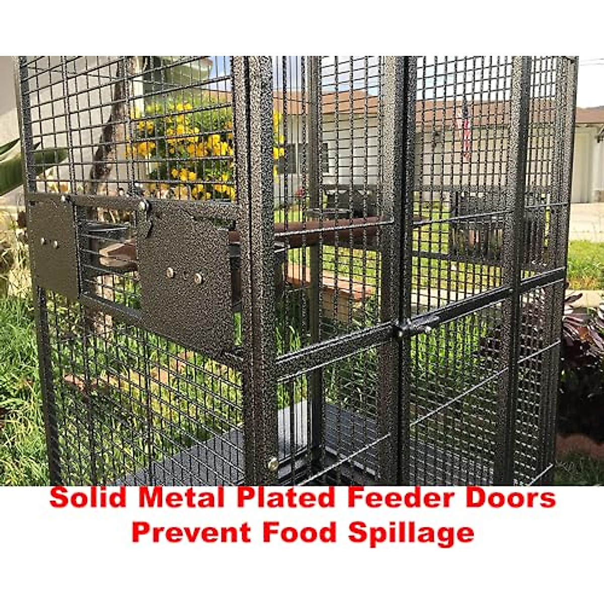 Extra Large Elegant Open Dome Top with Play Wooden Perch Stand Bird Parrot Cage for Macaw Cockatoo African Grey (35.25 x 29.5 x 62H Inches, Black Vein)