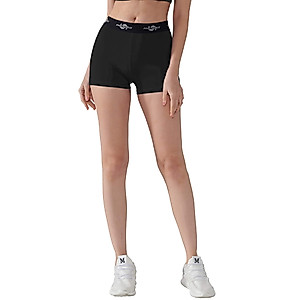 CADMUS Women's Spandex Volleyball Shorts 3" Workout Pro Shorts,Black & Black & Black,Medium