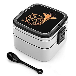 Owl Sachs Lunch Box Portable Double-Layer Bento Box Large Capacity Lunch Container Food Container with Spoon