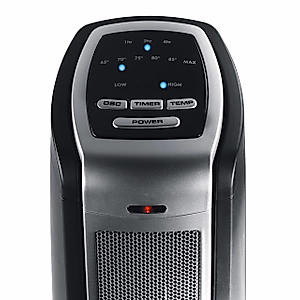 Lasko Portable Electric 1500 Watt Indoor Oscillating Tower Ceramic Space Heater with Adjustable Thermostat, Remote, and Timer, Silver