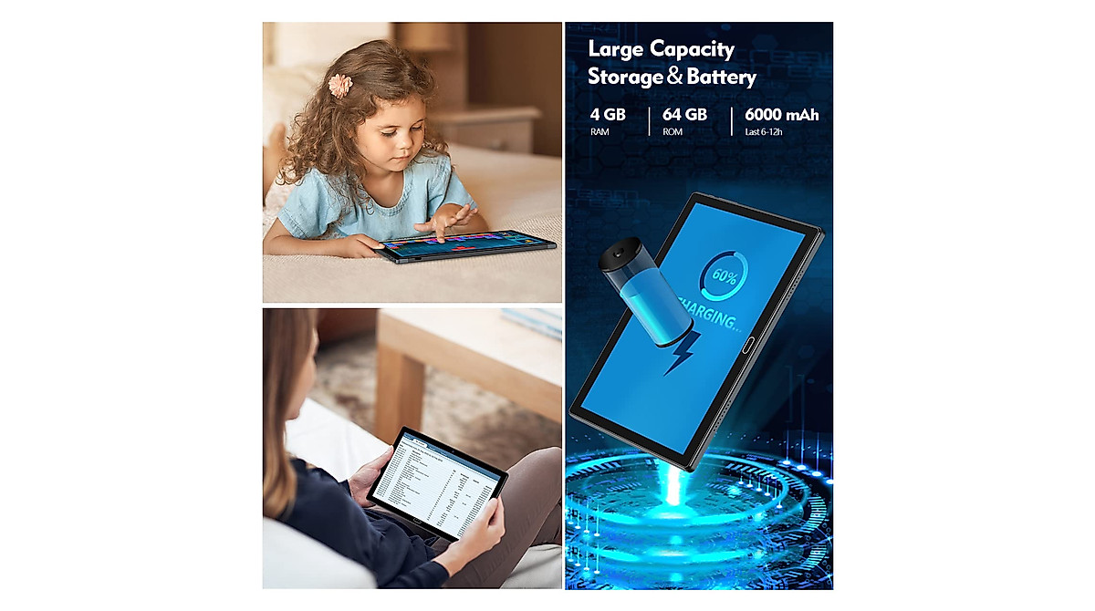 TOOTON 10.1" Android Tablet | 64GB Storage & 4GB RAM