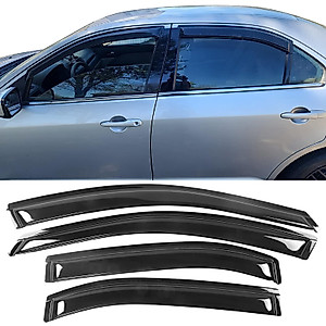 Window Visor Compatible with 2006-2012 Ford Fusion, Slim Style Acrylic Smoke Tinted & Semi-Transparent 4PCS Sun Rain Shade Guard Wind Vent Air Deflector by IKON MOTORSPORTS, 2007 2008 2009 2010 2011