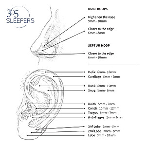 365 Sleepers 20G 18G 16G 14G 12G 10G 8G 6G 4G 2G Surgical Steel 6mm - 22mm Circular Barbell Horseshoe Nose Nipple Tragus Ring Earring Body Piercing Jewelry