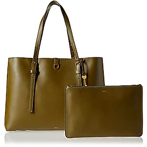 Fossil Women's Kier Vegan Cactus Leather Tote Bag Purse Handbag, Green Moss (Model: ZB1615376)