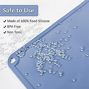 Kids Placemats, Non-Slip Silicone Placemat for Kids, Toddler Placemat for Dining Table, Baby Placemats Portable Food Mats for Kids Toddler Children (2 Pack, Blue,Pink)