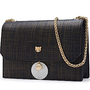 FOXER Women Leather Crossbody Bag Small Crossbody Purse Shoulder Bag Valentine's Day Gift Black, One Size