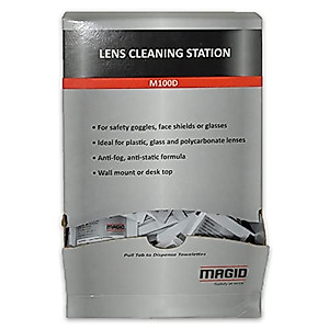 MAGID M100D Lens Cleaning Towelettes, Isopropyl Alcohol, 5" x 8", White (Pack of 100)
