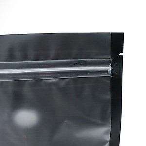 QQ Studio 50 Food Safe Coffee Pouches with Zipper Seal Stand Up Bottom Gusset and One Way Degassing Valve for Coffee Packaging (Semi-Clear & Black)