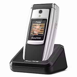 Easyfone T300 4G Big Button Flip Cell Phone for Seniors, Clear & Loud Sound and Hearing aid Compatible, SOS Button, SIM Card Included, Big Battery with a Charging Dock, FCC Certified (Black)