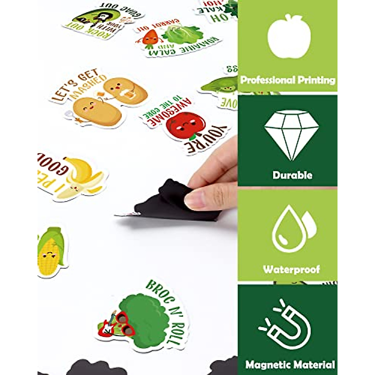 16PCS Funny Fridge Magnets Veggie and Fruit Puns Cute Magnets Vegetables Refrigerator Magnets Vegan Decorative Magnets Fun Magnets for Fridge Office School Whiteboard Magnet Stickers for Adult