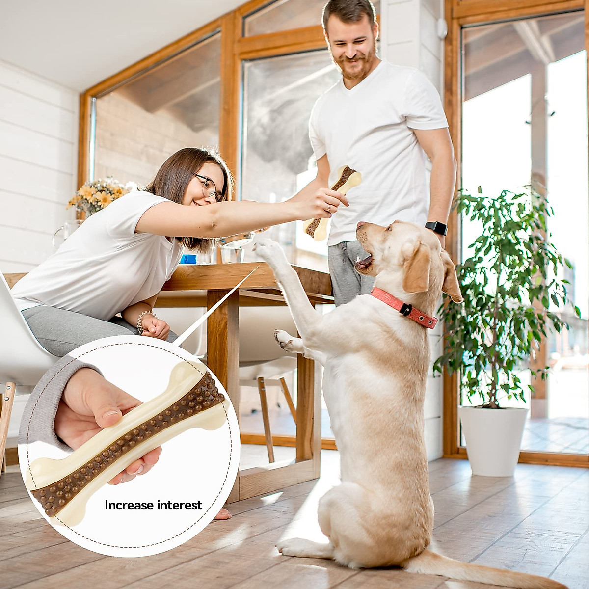 Geeyteek Dog Toys for Aggressive Chewers, 2 Pack Nylon Durable Dog Bones with Real Beef Flavor for Large/Medium/Small Breeds Pet Chew Toys