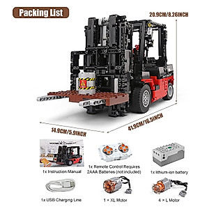 Mould King 13106 Forklift Truck Building Block Kit, MOC Remote Control Heavy-Duty Shelf Lifted Truck Model Toy, Gift Toys for Kids Age 8+/ Adult (1,719 Pieces)