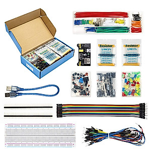 REXQualis Electronics Component Fun Kit w/Power Supply Module, Jumper Wire, 830 tie-Points Breadboard, Precision Potentiometer,Resistor Compatible with Arduino, Raspberry Pi, STM32