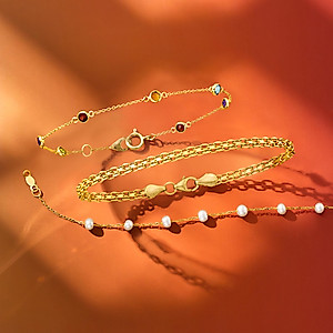 RS Pure by Ross-Simons 3-3.5mm Cultured Pearl Station Bracelet in 14kt Yellow Gold. 7 inches