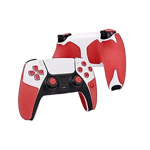 TALONGAMES Controller Grips Compatible with Playstation 5 DualSense, Anti-Slip, Sweat-Absorbent, Textured Skin kit, for PS5 Controllers Handle Grips, Buttons, Triggers, D-pad (Pro Version - Red)