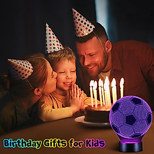 Linkax Easter Basket Stuffers for Teens Boys, Soccer Gifts for Boys, Easter Gifts for Kids Toys for Ages 8-13, Soccer Ball 3D Illusion Lamp, 8 9 10 11 12 Year Old Birthday Presents Room Decor