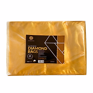SEZONS - Diamond Bags - Vacuum Sealing bags 5mil - 50 bags (15x20, Gold/Clear ZIPPER)