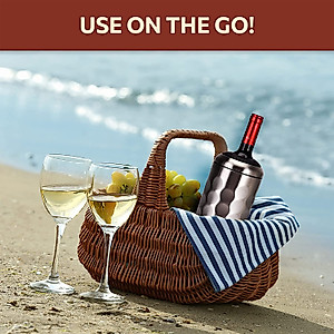 Premium Wine Chiller - 750ml Stainless Steel Wine Bottle Cooler, Vacuum Insulated & Double-Walled - Keeps Wine Cold for 6+ Hours - Champagne Chiller Sleeve for Most Bottles