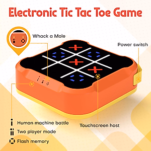 Tic Tac Toe Bolt Game, Handheld Electric Puzzle Game Console, Gift Ideal for Kids and Adults' Birthday, Electronic Board Games for Educational and Memory Growth, Portable Travel Games for Car Ride