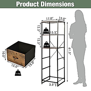 Giantex 6 Tier Storage Cabinet, 61.5” Tall Storage Rack Storage Bookshelf w/Folding Drawers, Shelves, Steel Frame, Anti-toppling Device, Dresser for Bedroom, Living Room, Entryway Display Cabinet(1)