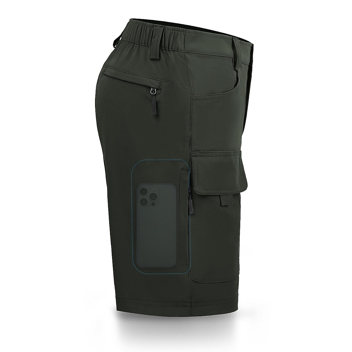 Hiauspor Men's Hiking Cargo Shorts 9"/10" Quick Dry Lightweight Waterproof for Golf Tactical Fishing Casual with 6 Pockets (Army Green, 34)