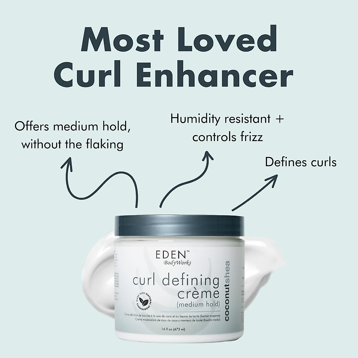 EDEN BodyWorks Coconut Shea Curl Defining Creme |16 oz | Moisturize Protect Against Humidity, Add Shine - Packaging May Vary