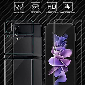 (2 Sets 8 Packs) Orzero Screen Protector Compatible for Samsung Galaxy Z Flip 3 5G, Premium Quality Soft TPU (Not Glass) Edge to Edge (Full Coverage) High Definition Bubble-Free (Lifetime Replacement)