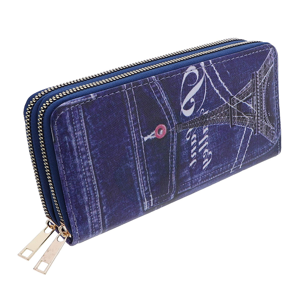 Matte Blue Paris Wallet - Double Zipper