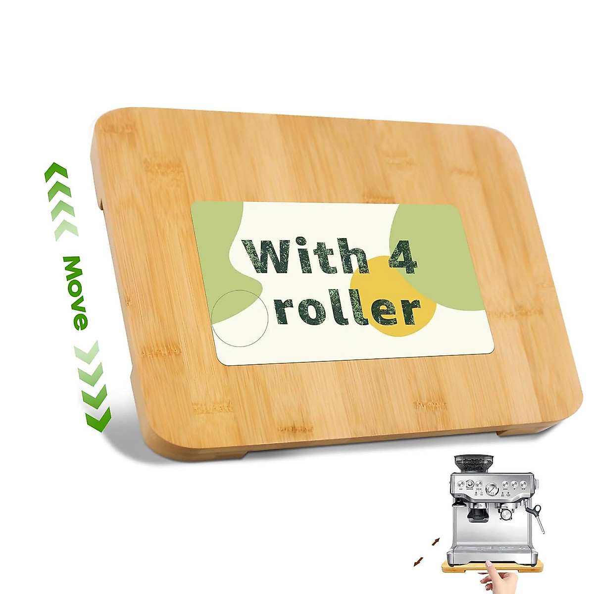 Bamboo Appliance Sliders for Kitchen Small Appliances - Counter Slider for Stand Mixer, Air Fryer, Coffee Maker, Espresso Machine, Toaster, Under Cabinet Sliding Tray for Countertop (14.2"W x 11.8"D)