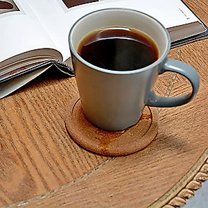 Natural Round Cork Coasters for Drinks with Lip Edge Absorbent Heat and Water Resistant Reusable Durable Saucers for Bar Glass Cup / Mug Coffee Coasters (2, PCS)