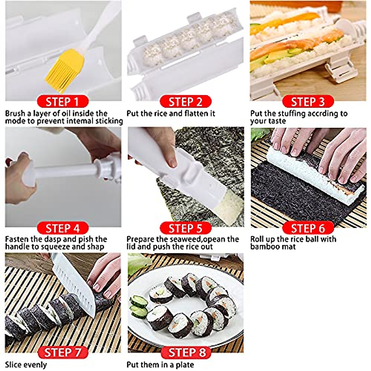 Sushi Roller Bazooka Durable Camp Chef Food Grade Plastic Health and Safety Rice Vegetable Meat DIY Machine Mold for Easy Cooking Sushi Rolls Best kitchen Tool Maker Tube Utensils for Beginner