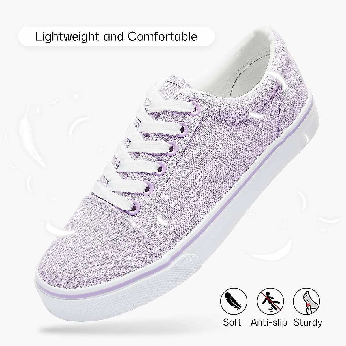 Shupua Canvas Shoes for Women White Canvas Sneakers Womens Casual Shoes Low Top Black Sneakers Comfortable Tennis Shoes(Purple.us8)