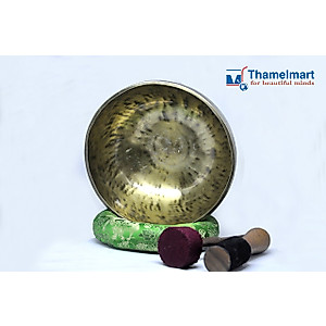 10-Inch Handmade Tibean Singing Bowl -Tiger Eye Antique Finished -Deep Sound ~ Perfect for Chakra Healing, Meditation and Sound Theraphy, Mallet & Cushions & Drumstic Included- Handmade in Nepal