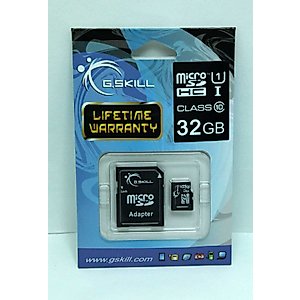 G.Skill 32GB Class 10 MicroSDHC Flash Card with SD Adapter (FF-TSDG32GA-C10)