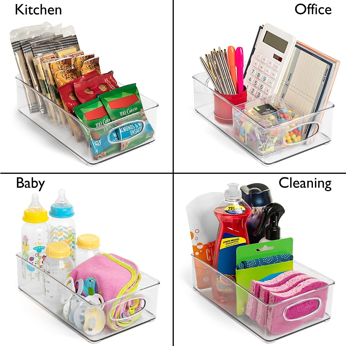 ClearSpace Plastic Storage Bins – Perfect Kitchen Organization or Pantry Storage – Fridge Organizer, Pantry Organization and Storage Bins, Cabinet Organizers