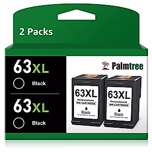 Palmtree Remanufactured Ink Cartridge Replacement for HP 63XL Black Ink Cartridge for HP Envy 4520 4512 Officejet 3830 4650 5258 5255 4655 3833 Deskjet 1112 3631 Ink Printer (2 Black)