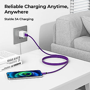 Basesailor USB Type C Charger Cable 6.6FT 2 Pack,Charging Cord for Kindle Fire HD 10 9th 2019,8 10th 2020,Paperwhite 2021 11th Generation,iPad Air 4 5th Mini 6,Samsung Galaxy A53 A14 A34 Z Flip Fold 5