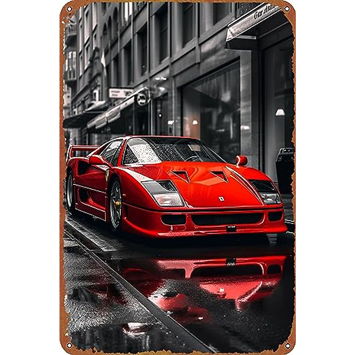 Ferrari F40 Posters Tin Signs Retro Metal Movie Tins for Bar Pub Home Cafes Wall Decor, 8X12 Inch (20X30 CM)