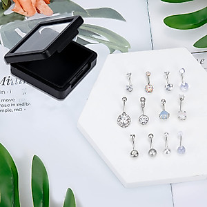 ONESING 12 Pcs 14G Belly Button Rings for Women CZ Opal Navel Rings Belly Barbells Stainless Steel Body Piercing Jewelry