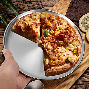 TESEAM 4 Pack Stainless Steel Plates 8 Inch， Durable Camping Dishes for Meat Steck Beef Hot Dog Oven Baking